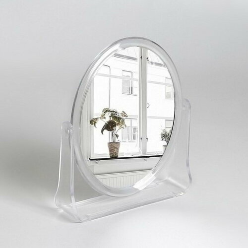 Зеркало настольное "Овал", двустороннее, зеркальная поверхность 11 x 14 см, цвет прозрачный