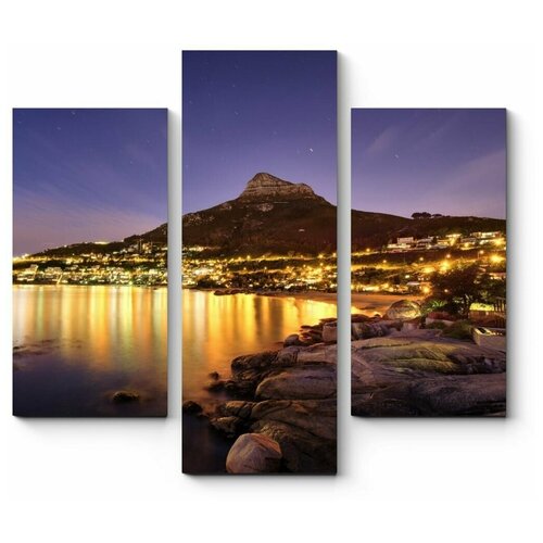 Модульная картина Горящие огни ночного Кейптауна 110x99