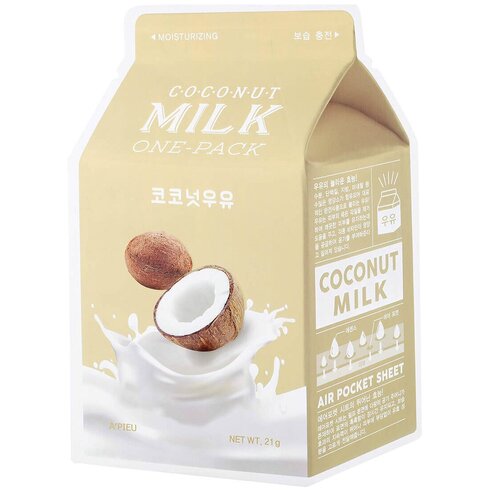 A'PIEU Маска тканевая с молочными протеинами и экстрактом кокоса Coconut Milk One-Pack, 21 г, 21 мл