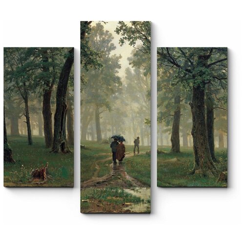 Модульная картина Дождь в дубовом лесу, Шишкин 120x108