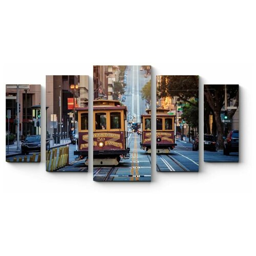 Модульная картина Два старинных трамвая по улицам Сан-Франциско210x116