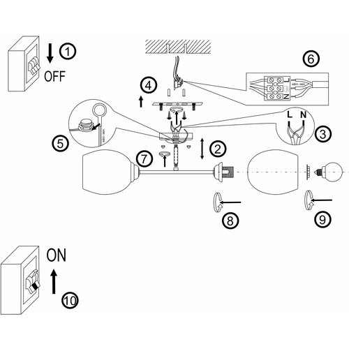 Потолочная люстра россвет РС20653 BK+CR/2C