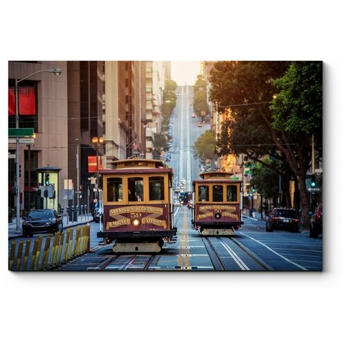 Модульная картина Два старинных трамвая по улицам Сан-Франциско50x33