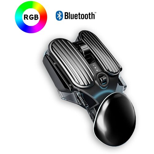 Механическая беспроводная мышь EWEADN Q3, бесшумная, игровая, 2 в 1 Bluetooth 5.1 USB-штекер и Bluetooth 2.4 с подсветкой RGB, черный
