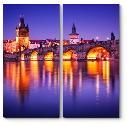 Модульная картина Карлов мост в отражении вод Влтавы, Прага 40x40