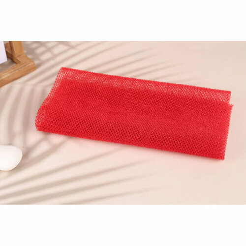 Мочалка японская для душа и бани массажная для пилинга очищение тела, сетчатая 80x30 см, цвет красный