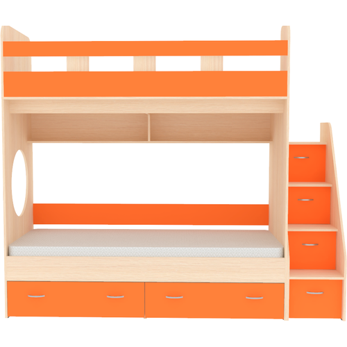 Двухъярусная кровать Юниор 1 80x160 Дуб Молочный Оранжевый