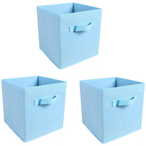 Коробка складная для хранения, 27х27х28 см, органайзер для хранения, кофр для хранения вещей, цвет голубой, 3 штуки