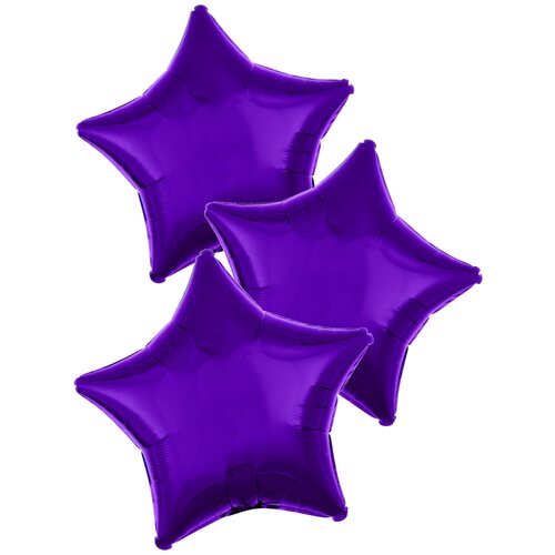 Набор воздушных шаров Anagram звёзды Металлик, Фиолетовый, 46 см, 3 шт