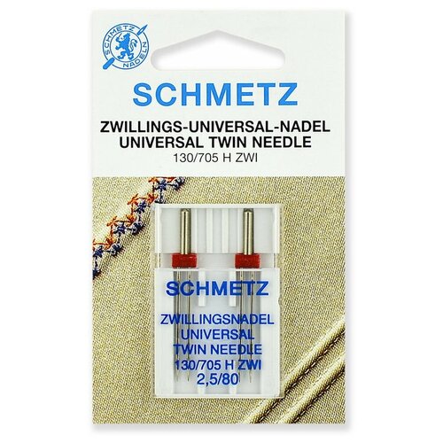Игла/иглы Schmetz 130/705 H ZWI 2/80 двойные универсальные, серебристый, 2 шт.