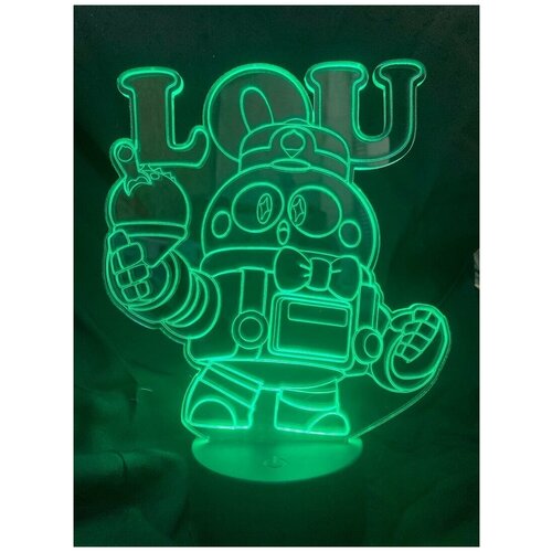 Ночник детский Бравл Лу, 3D Светильник-ночник светодиодный, разноцветный, Led-Светильник на батарейках
