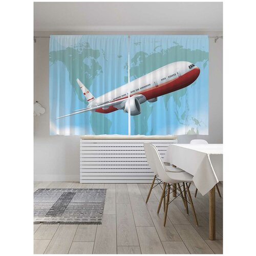 Классические шторы JoyArty "Воздушные путешествия", серия Oxford DeLux, 2 полотна 145x180 см