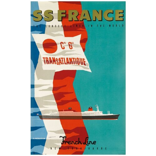Постер / Плакат / Картина Корабли - Корабль плывет во Францию 50х70 см в подарочном тубусе