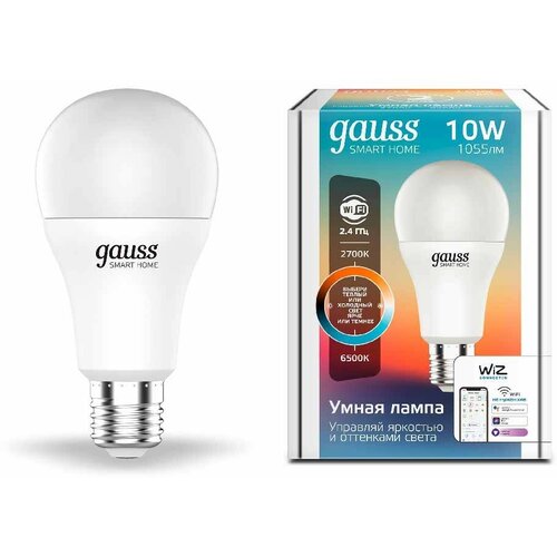 Умная лампа светодиодная LED 10 Вт 1055 Лм 2700-6500К E27 A60 RGBW Wi-Fi Smart Home Gauss