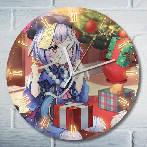 Настенные часы УФ игры геншин, genshin impact, новый год, рождество - 7087