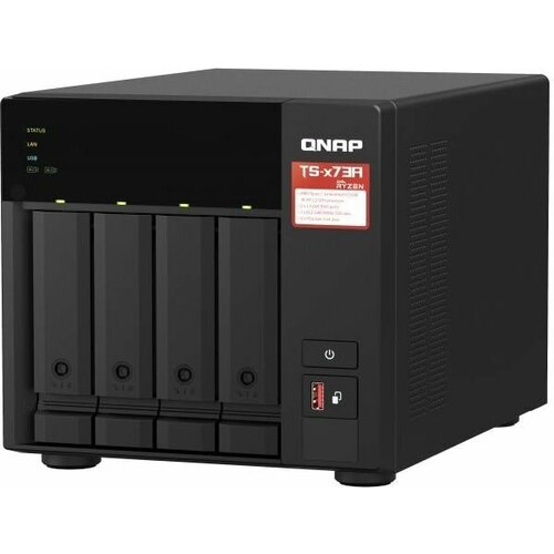 Qnap Дисковый массив TS-473A-8G Сетевое хранилище NAS 4-bay настольный Ryzen V1500B