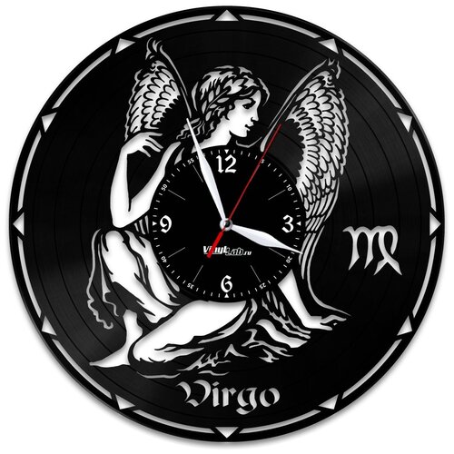 Часы из виниловой пластинки (c) VinylLab Знак зодиака «Дева»