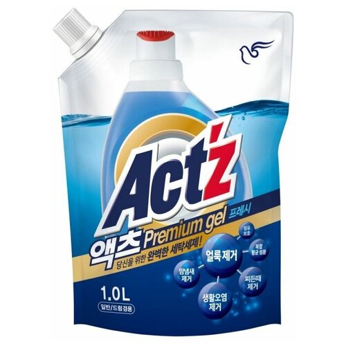 Гель для стирки Pigeon Act'z Premium Gel Fresh с ароматом мяты, 1 кг, 1 л, универсальное, для спортивной одежды