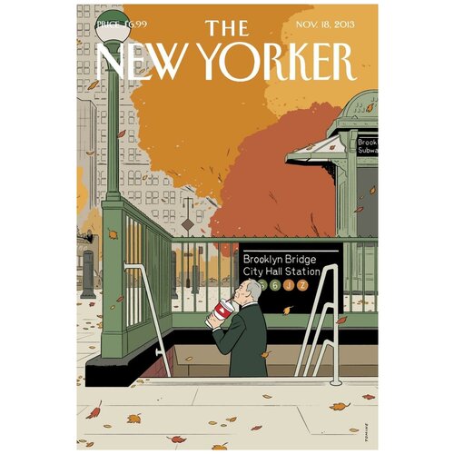 Постер / Плакат / Картина Обложки New Yorker - Мужчина выходит из метро 60х90 см в раме