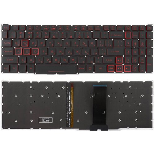 Клавиатура для ноутбука Acer Nitro AN515-54, AN715-51 черная с красными символами и подсветкой