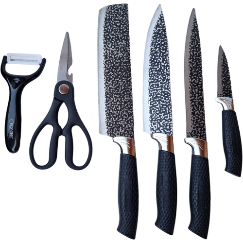 Набор ножей профессиональных кухонных / 6 предметов / антибактериальная сталь / овощечистка в комплекте / подарочная упаковка