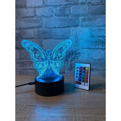 3D Светильник бабочка . С пультом