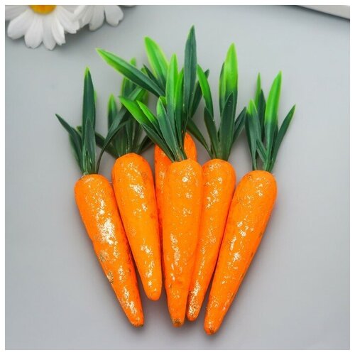 MARU Декор пасхальный "Морковки с золотыми блёстками" набор 6 шт 10 см