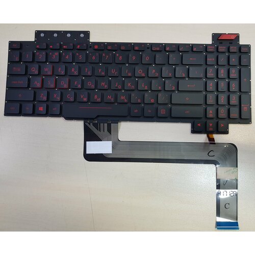 Клавиатура для ноутбука Asus FX63VM, FX63VD, FZ63VM, FZ63VD, ZX63VD, FX503 черная, кнопки красные, с