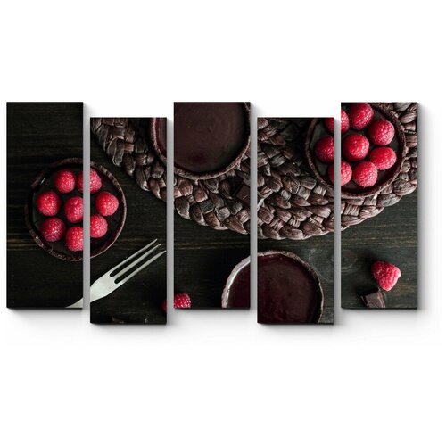Модульная картина Шоколадный пирог с малиной 150x87