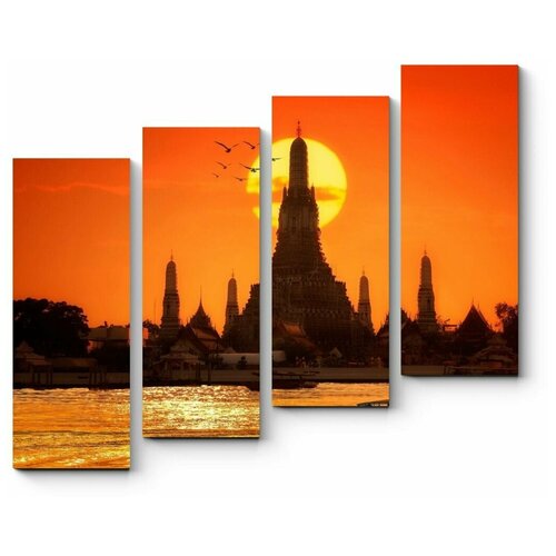 Модульная картина Алый закат в Бангкоке 110x95