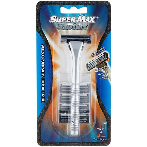 Многоразовый бритвенный станок Super Max Kwik 3, 5 шт.