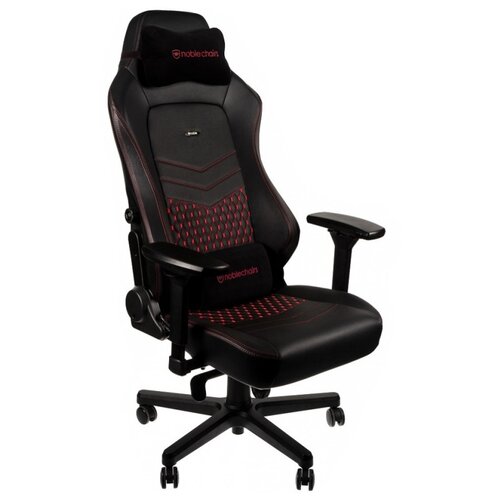 Компьютерное кресло Noblechairs Hero игровое, обивка: натуральная кожа, цвет: black/red