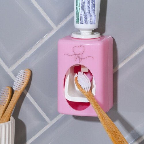 SUI Выдавливатель для зубной пасты механический «Зуб», розовый