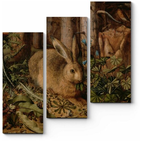 Модульная картина Заяц в лесу, Ханс Хоффман 80x85