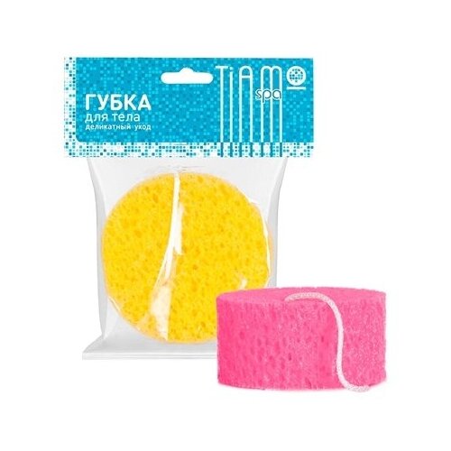 Губка для тела TIAMO SPA круг С петлей коралловый поролон акцент