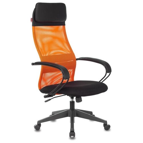 Компьютерное кресло EasyChair 655 для руководителя, обивка: сетка/текстиль, цвет: черный/оранжевый