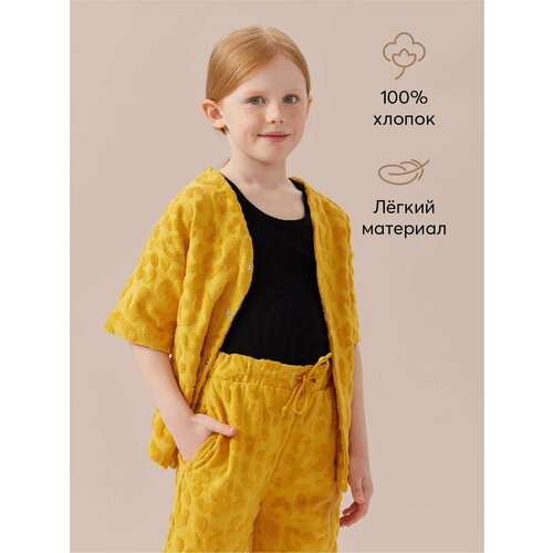 Рубашка Happy Baby, размер 110-116, желтый, оранжевый