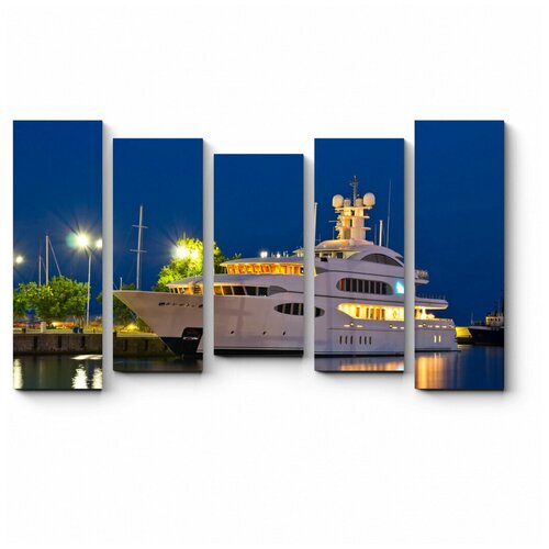 Модульная картина Красавица-яхта в ночном порту 110x66