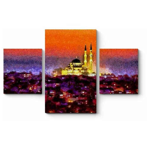 Модульная картина Сияющий Стамбул ночью 130x85