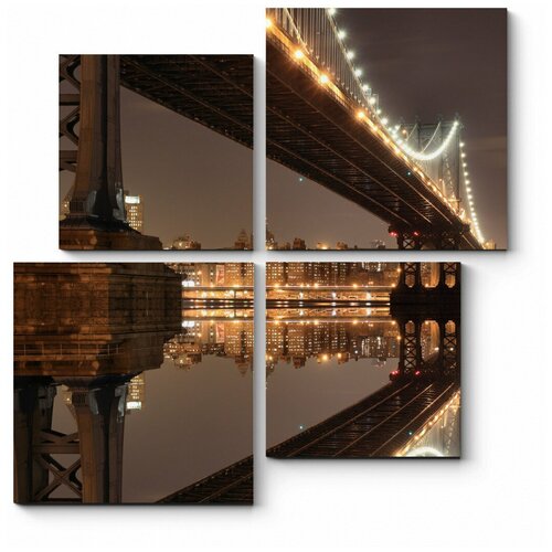 Модульная картина Ночной вид на Нью-Йорк 60x60