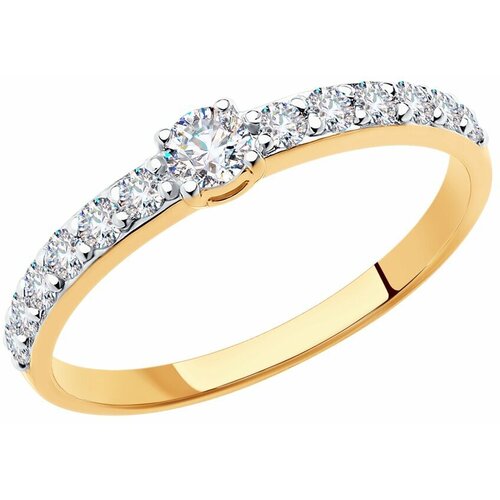 Кольцо помолвочное Diamant online, золото, 585 проба, фианит, размер 16