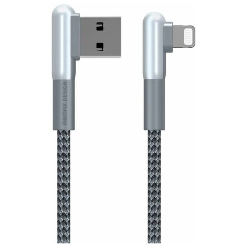 Кабель USB REMAX RC-155i Gaming, USB - Lightning, 3A, серебряный+серый, L-образный