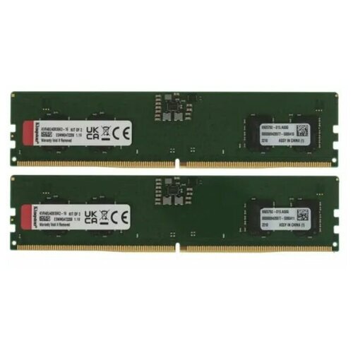 Модуль памяти DDR 5 DIMM 16Gb PC38400, 4800Mhz, Kingston, CL40 (Kit of 2) (KVR48U40BS6K2-16) (retail)
