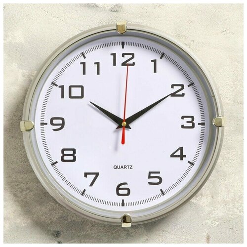 Часы настенные, интерьерные, серия: Классика, "Модерн", d 24.5 см, серебро