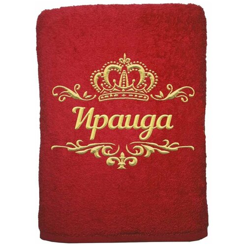 Полотенце именное с вышивкой корона "Ираида", красное