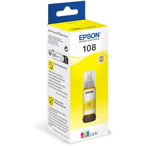 Контейнер с чернилами Epson №108 оригинальный, цвет желтый, 70 мл, для L8050, L18050