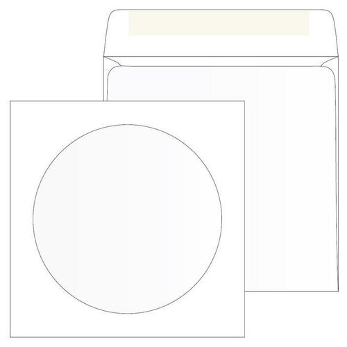 Конверт для CD/DVD дисков Packpost, белый, окно d=100мм, 25шт.