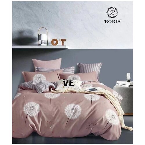 Комплект постельного белья Boris евро , одуванчики на розовом
