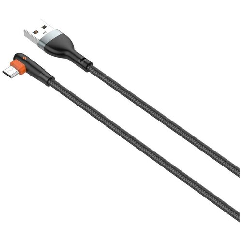 LDNIO кабели LS561 USB кабель Micro 1m 2.4A медь: 86 жил Угловой коннектор Нейлон Black&Orange