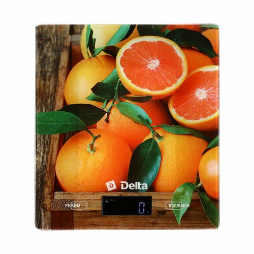 Весы кухонные DELTA KCE-70, электронные, до 5 кг, рисунок "Сочные апельсины"